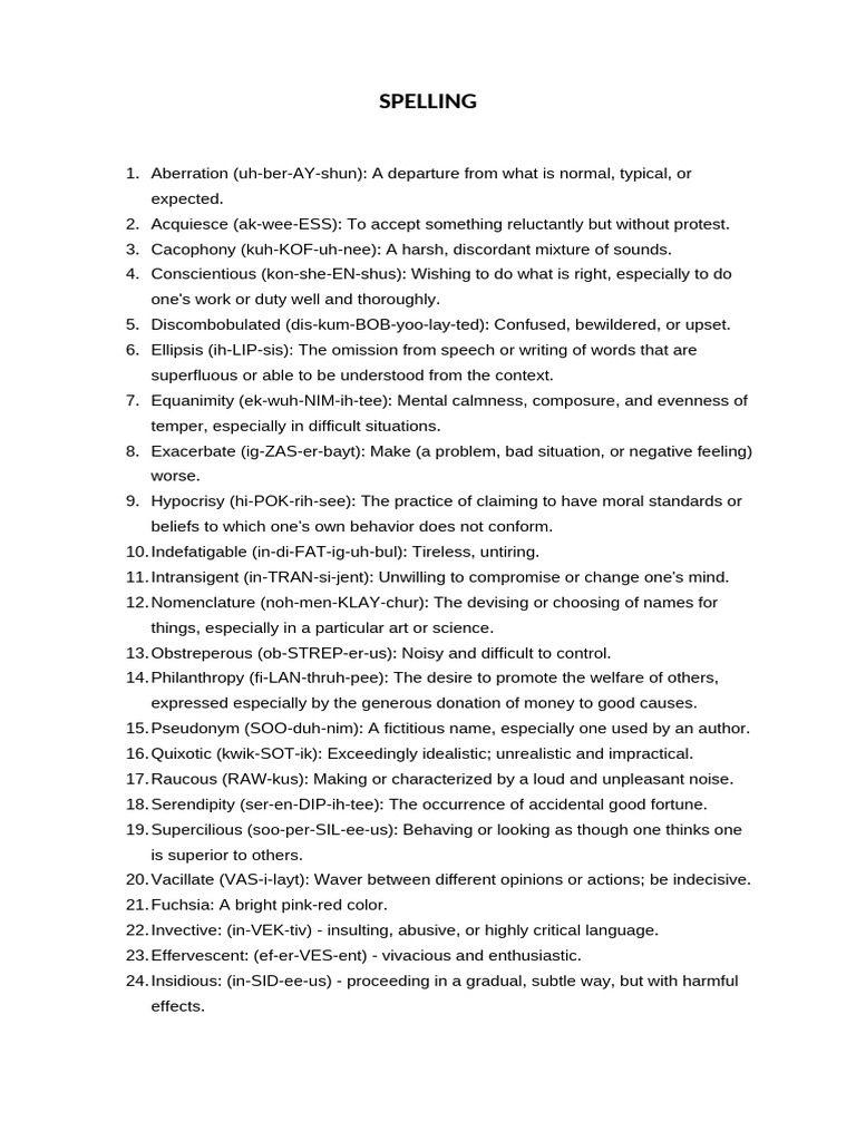 Essential Vocabulary Words Explained | PDF | Psychology