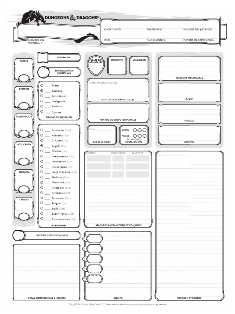 Ficha Modificable DD Personalizada | PDF | Juegos de rol