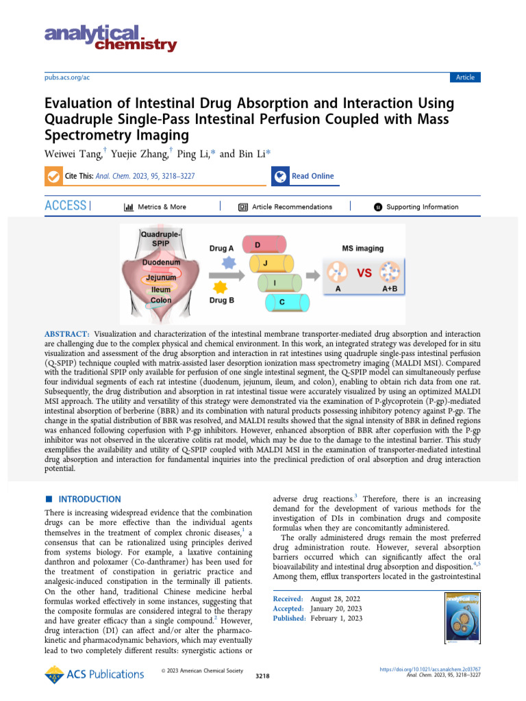 Evaluation of Intestinal Drug Absorption and Interaction Using ...