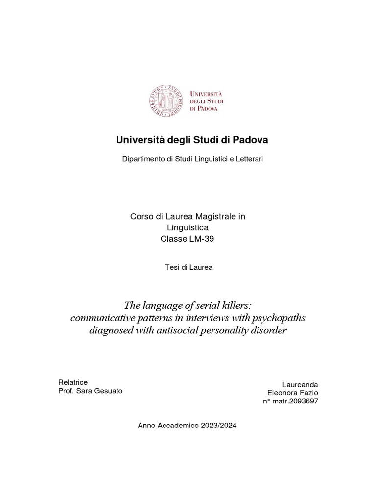 Language Patterns of Serial Killers | PDF | Antisocial Personality ...