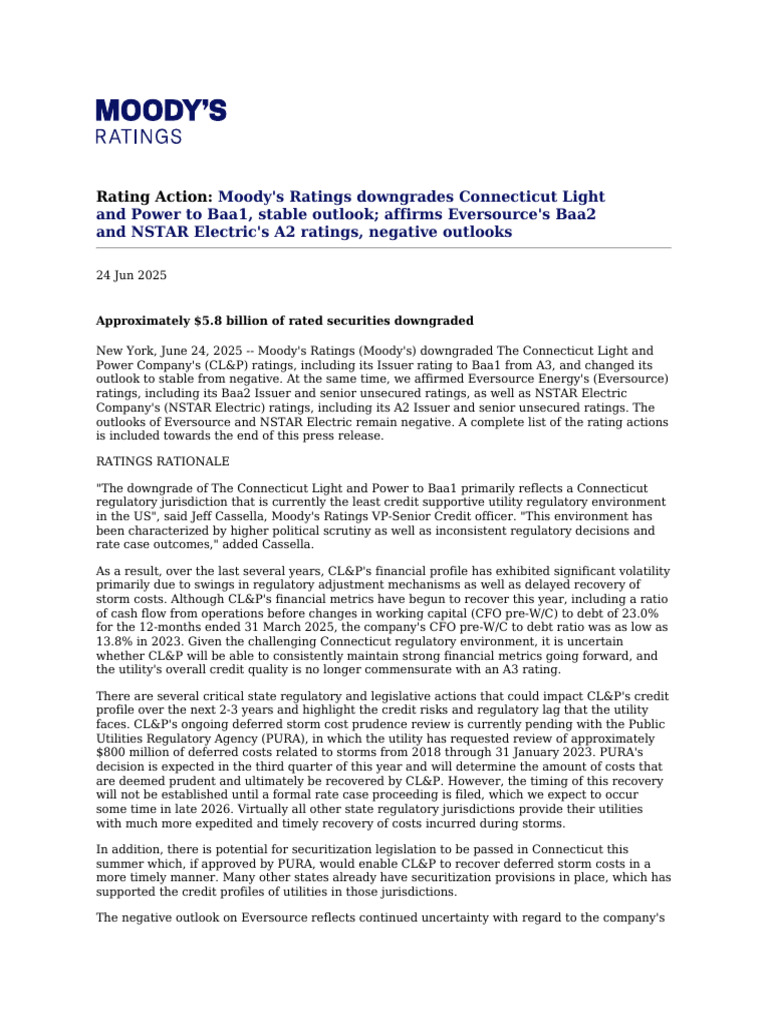 Rating Action Moodys Ratings Downgrades 24jun2025 PR 508887 | PDF ...