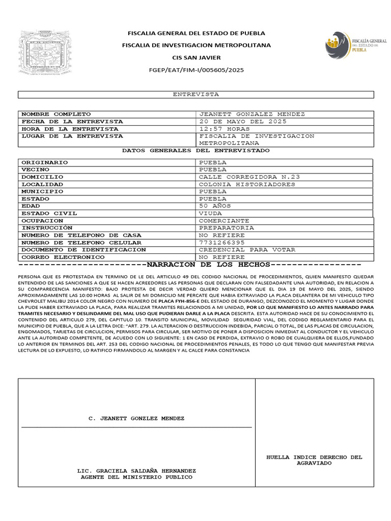 Jeanett Acta de Extravio | PDF