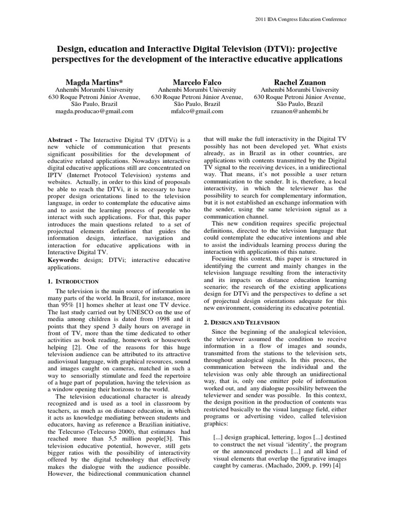 Interactive Education via Digital TV | PDF | Communication | Information