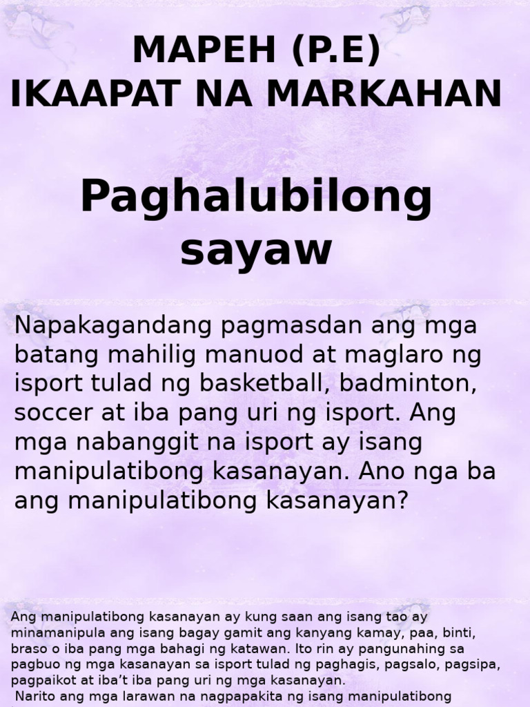 MAPEH (P.E) - Q4 - WEEK 6 - DJJJJJ | PDF