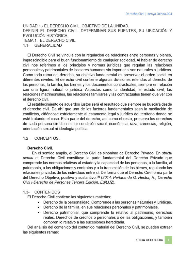 Derecho Civil - Taller Viernes Evaluacion de La Historia y Evolución ...