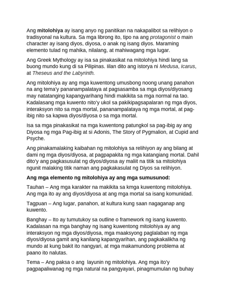 Mitolohiya Fil 5 | PDF