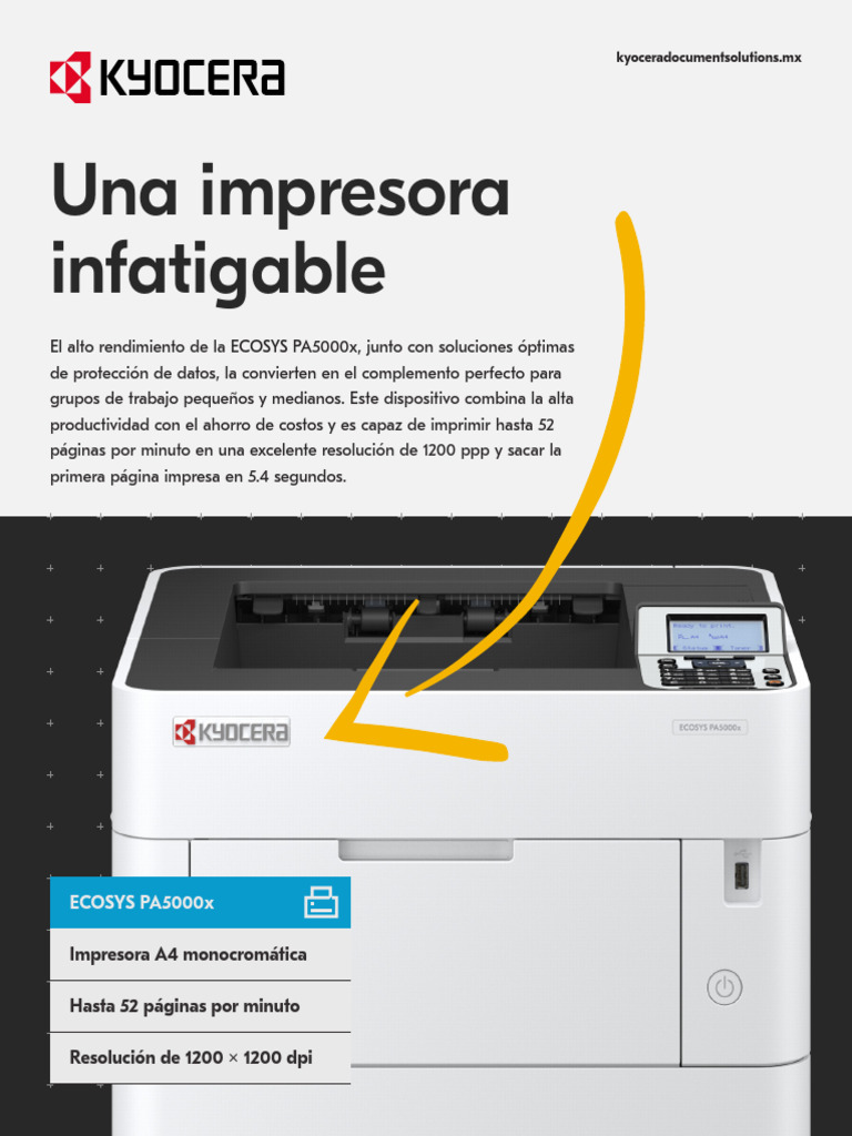 Especificaciones ECOSYS PA5000x MX 04012024 | PDF | Impresora (Computación) | USB