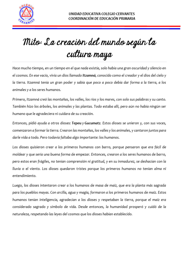 Mito Maya: Creación del Mundo y Humanos | PDF | Mitos de la creación