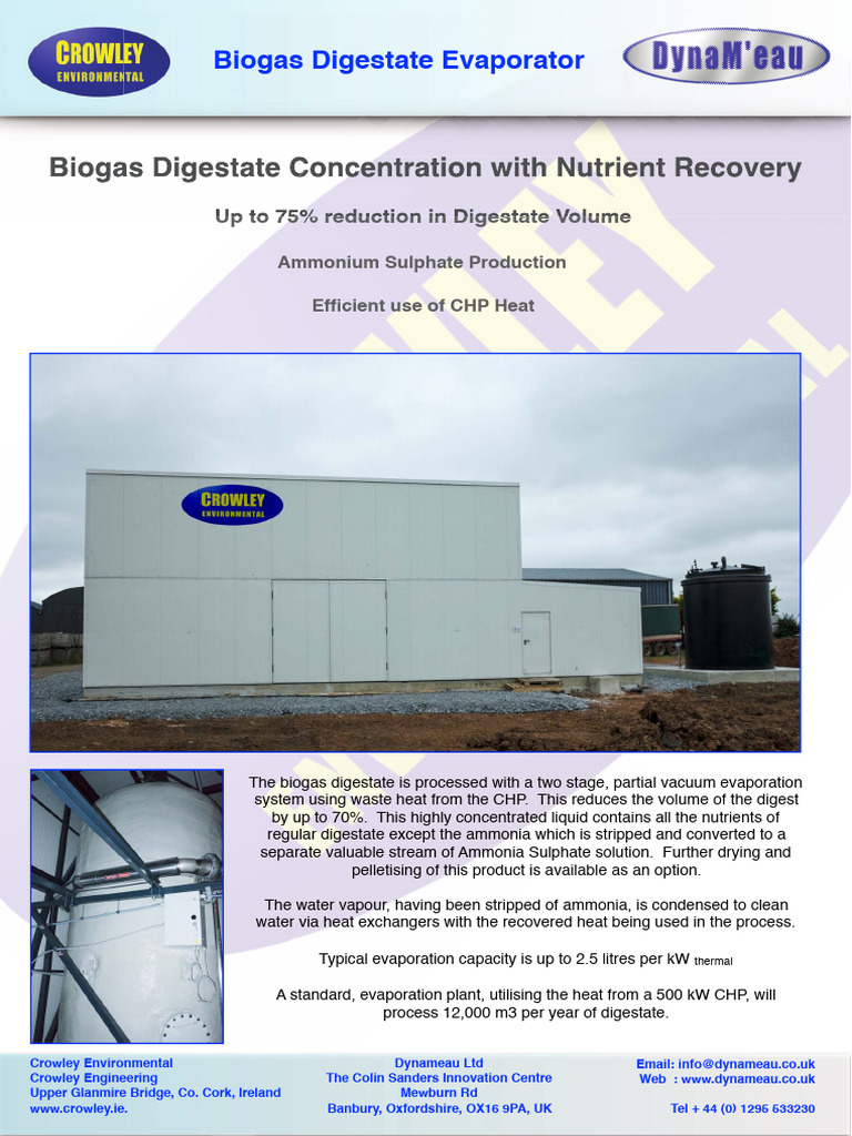 Biogas Digestate Volume Reduction & Nutrients | PDF | Biogas | Cogeneration