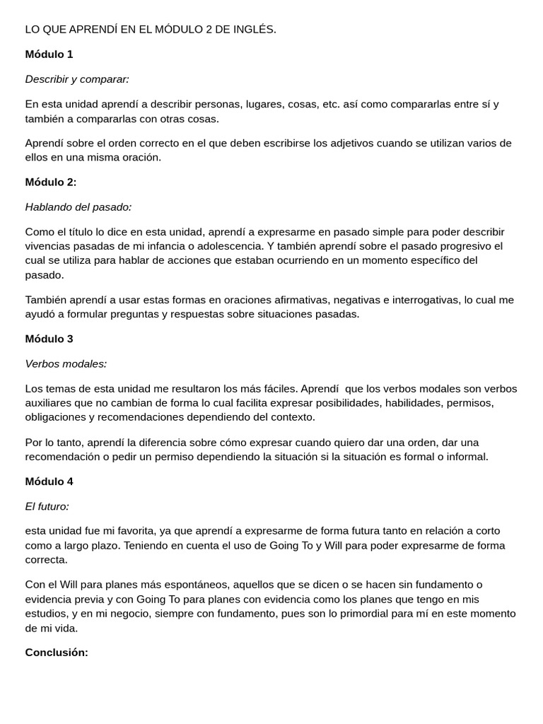 Lo Que Aprendí Español Pdf Pdf