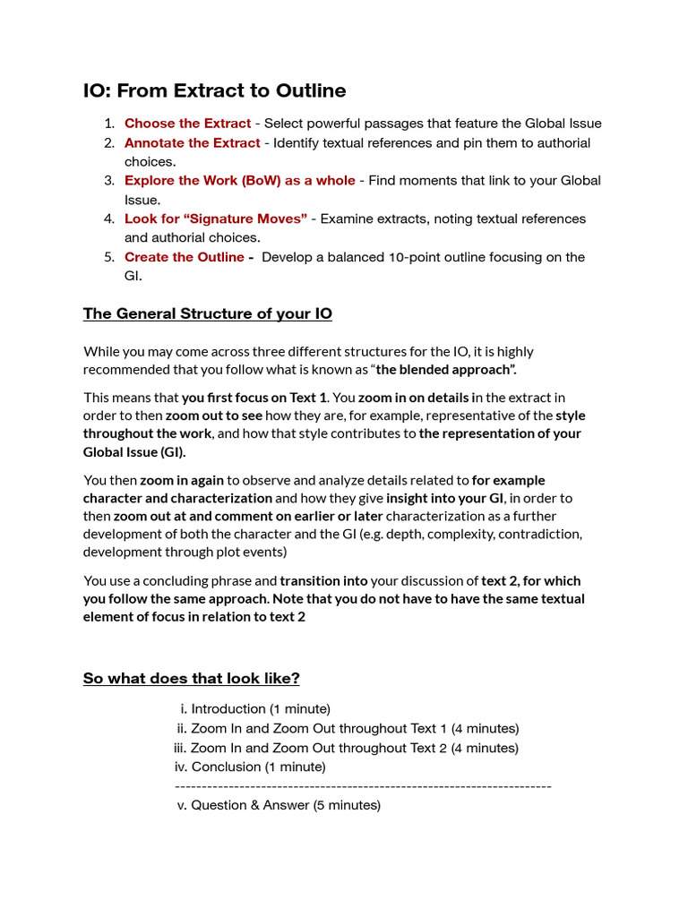 IB English IO: Structure & Strategies | PDF