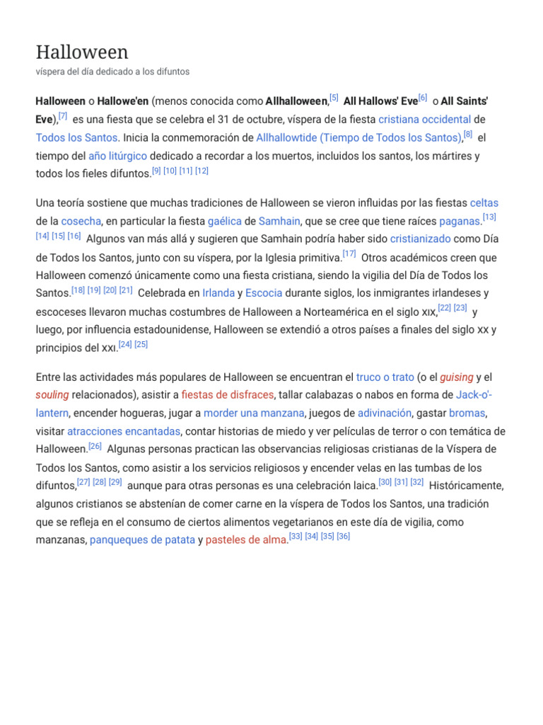 Orígenes y tradiciones de Halloween | PDF | Víspera de Todos los Santos