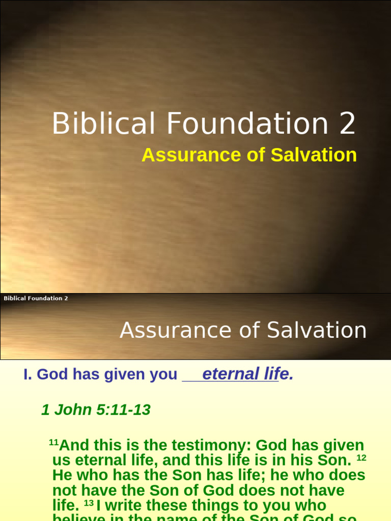 Biblical Foundation 2 (Chapter 1) Assurance of Salvation | PDF ...