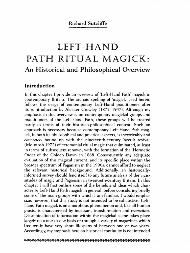 Sutcliffe Left-Hand Path Ritual Magick A | PDF