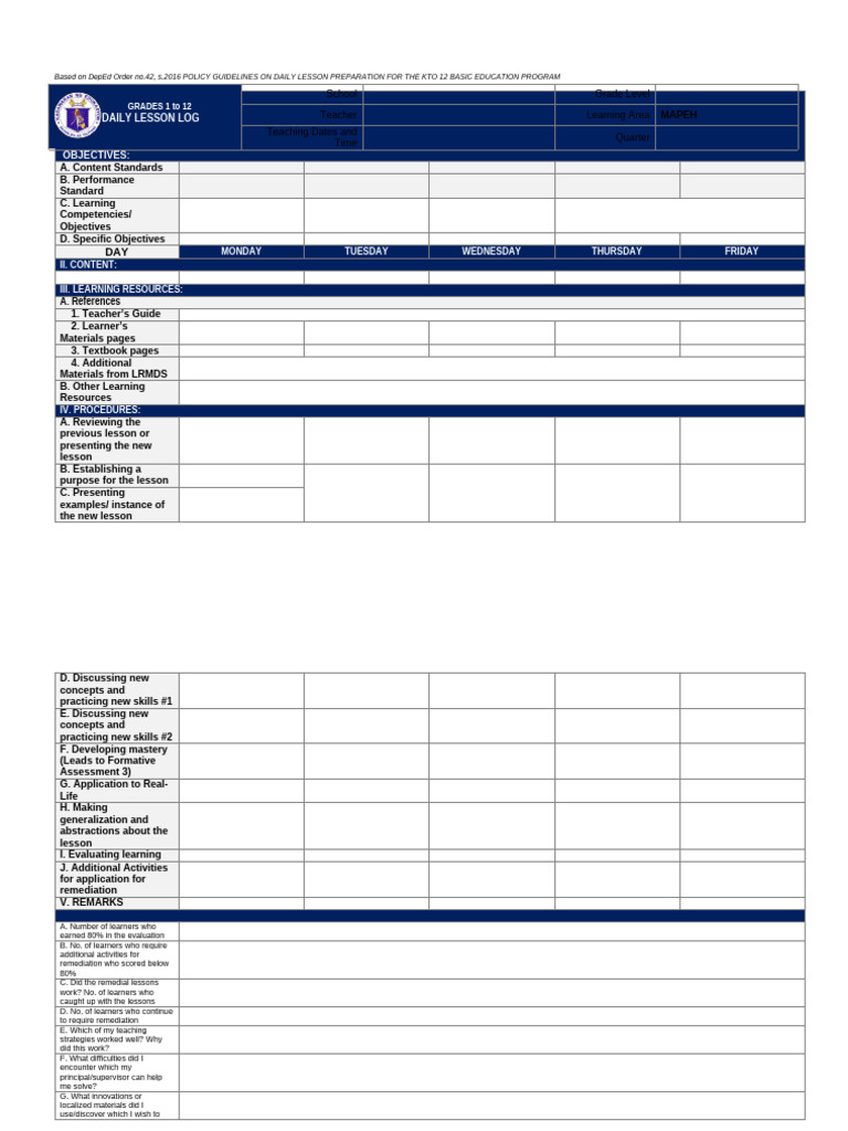 DLP Template New | PDF