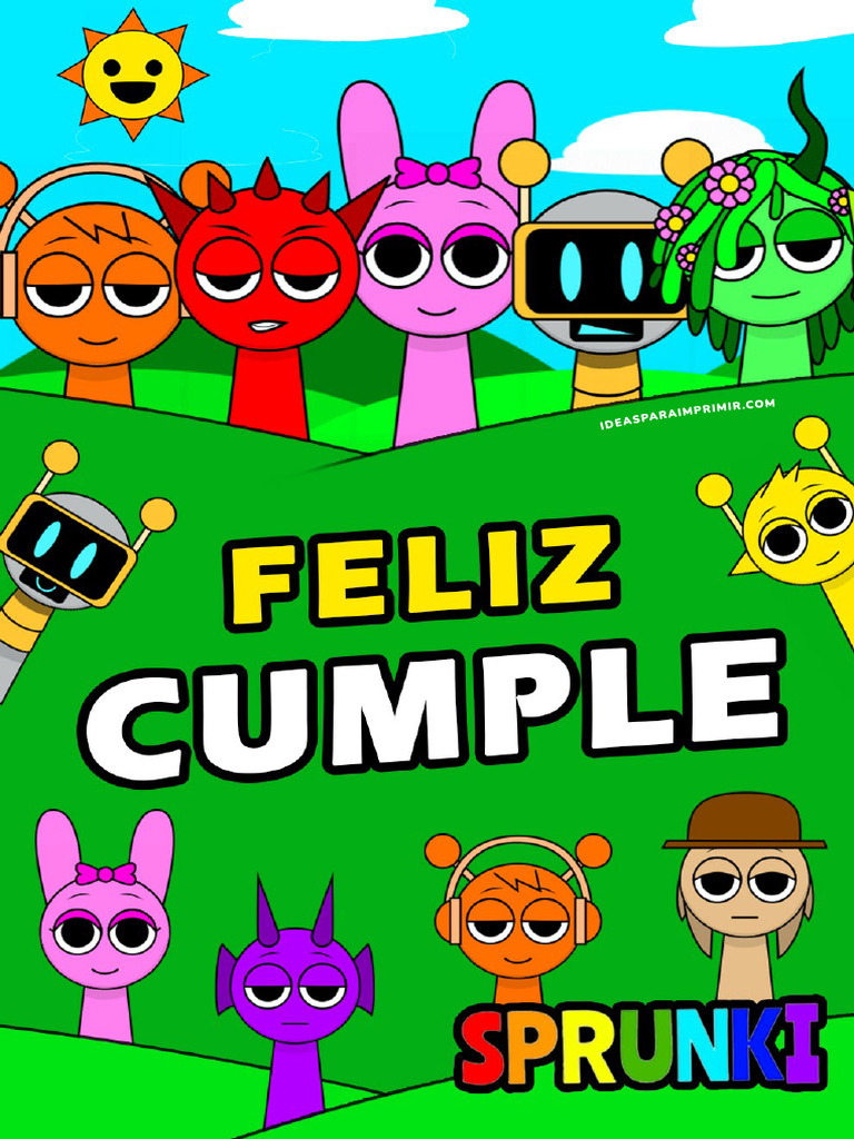Sprunki Poster Cartel Feliz Cumpleanios Para Imprimir Gratis | PDF