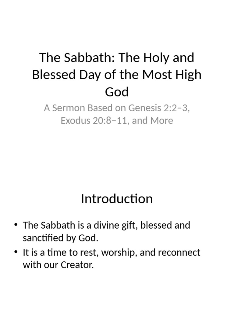 Sabbath Sermon Presentation | PDF
