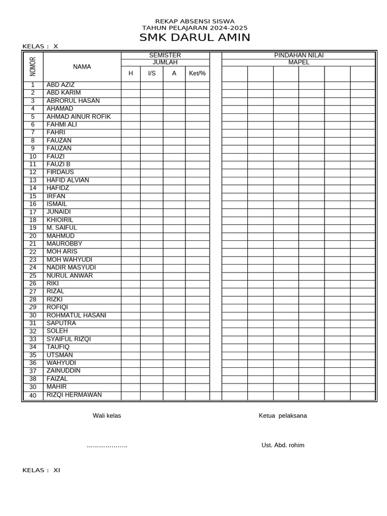 Rekap Absensi Siswa | PDF