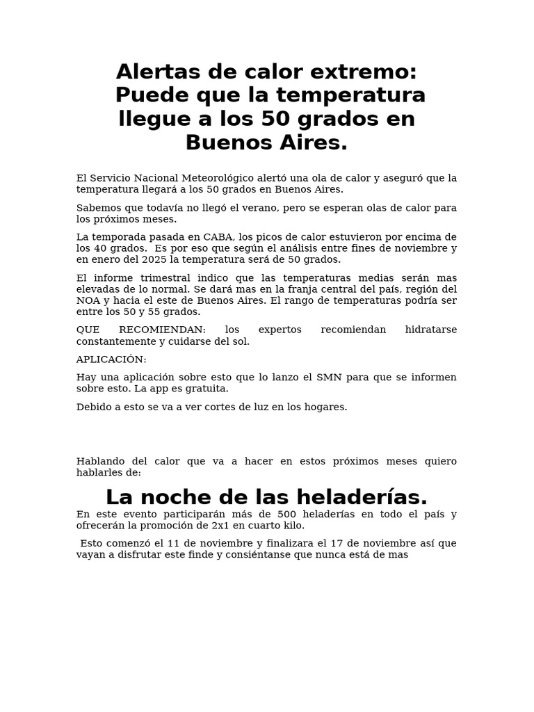 Alertas de Calor Extremo | PDF