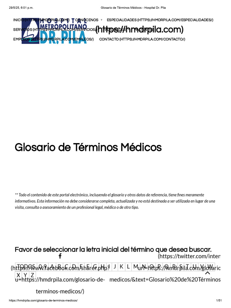 Glosario de Términos Médicos - Hospital Dr. Pila | PDF | Corazón ...