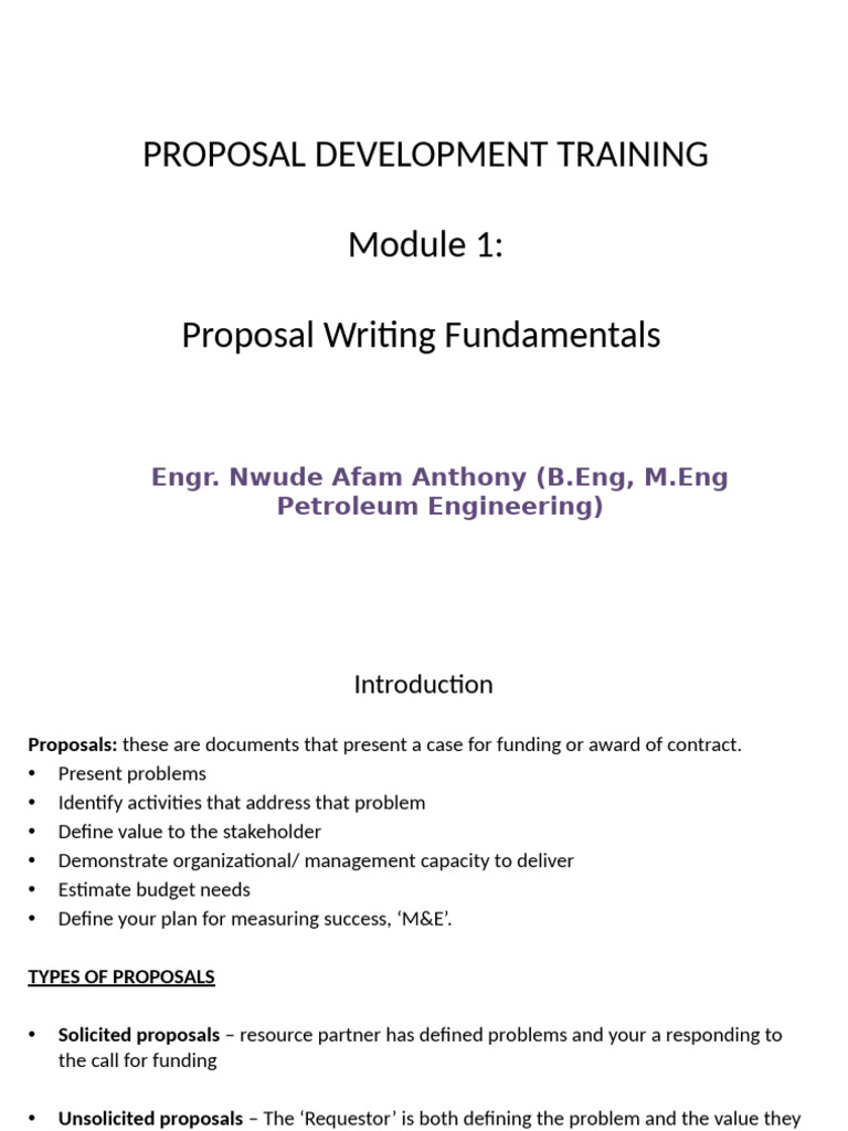 Proposal Development Training | PDF | Budget | Business