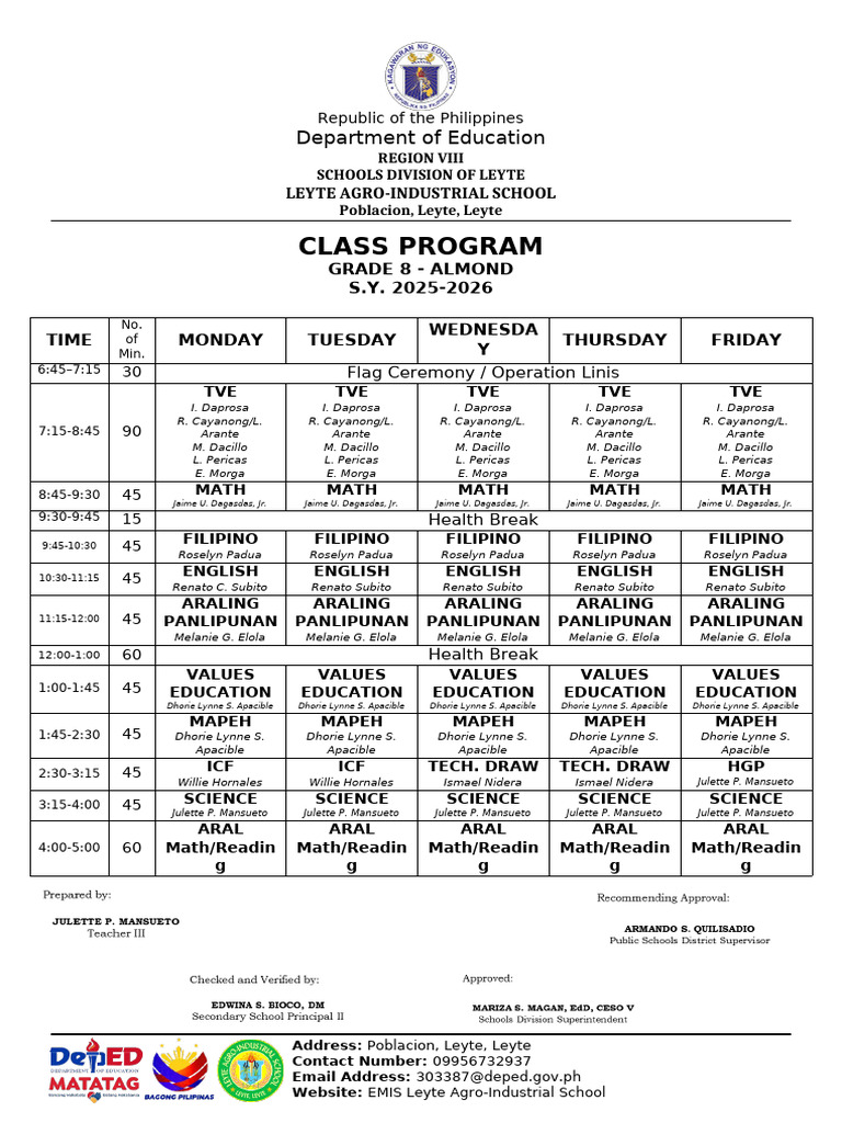 Unified Teachers and Class Program 2025 v. Modified | PDF | Government ...
