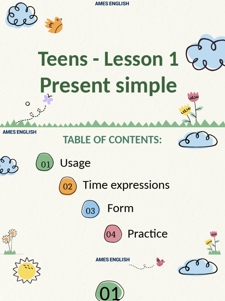 Teens Easy Grammar Lesson 1 Present Simple | PDF | Syntax | Grammar