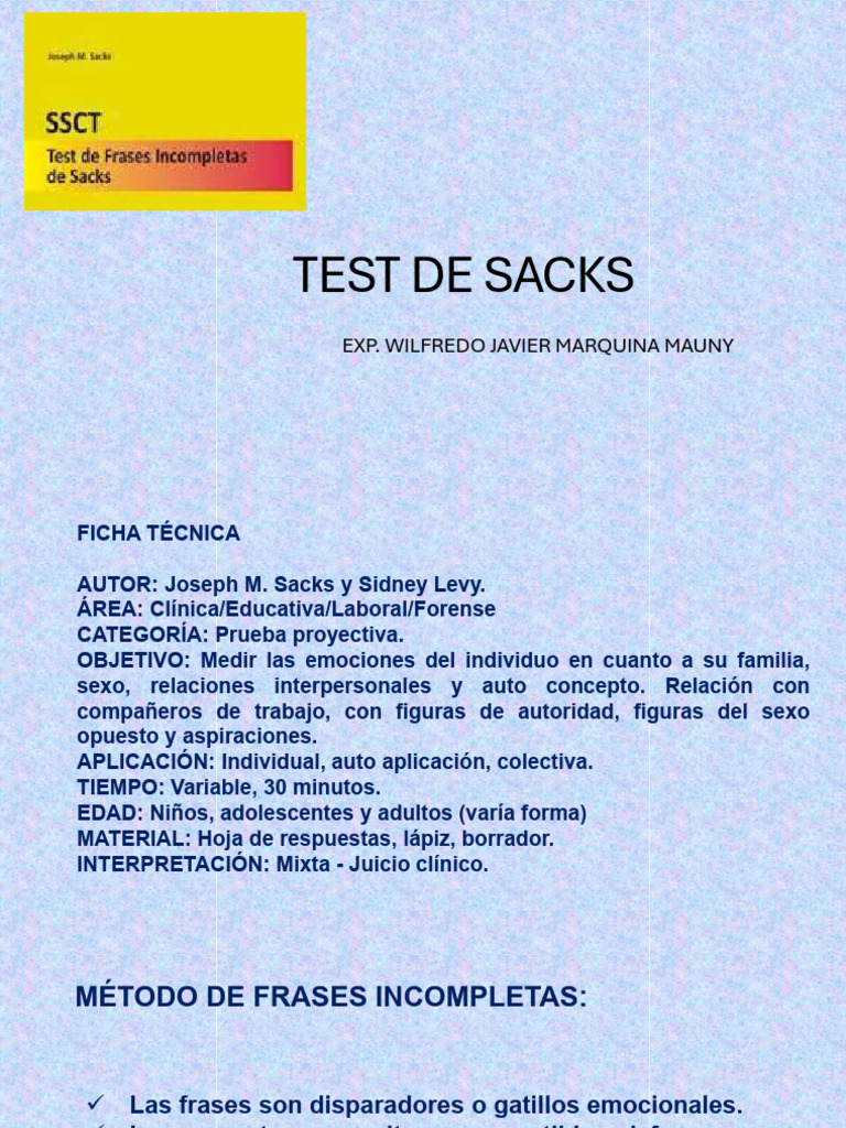 Tests de Sacks | PDF | Las emociones | Sicología