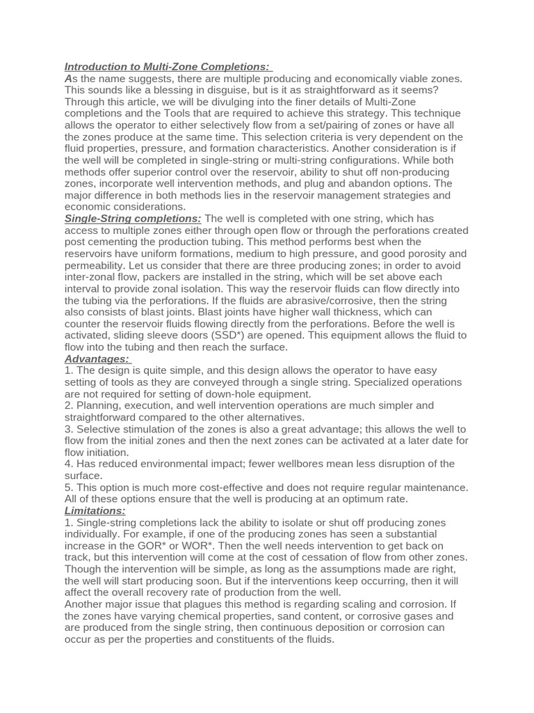 Introduction To Multi String Completion | PDF | Petroleum Reservoir ...