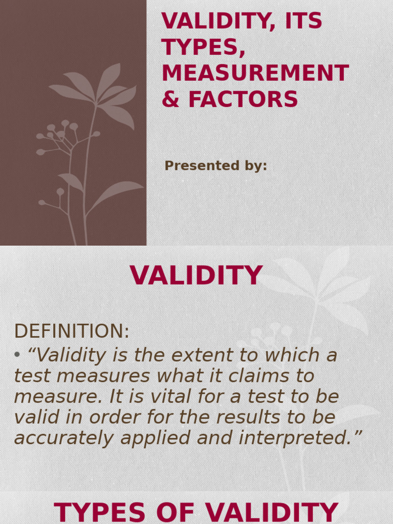 Presented by | PDF | Validity (Statistics) | Self Esteem