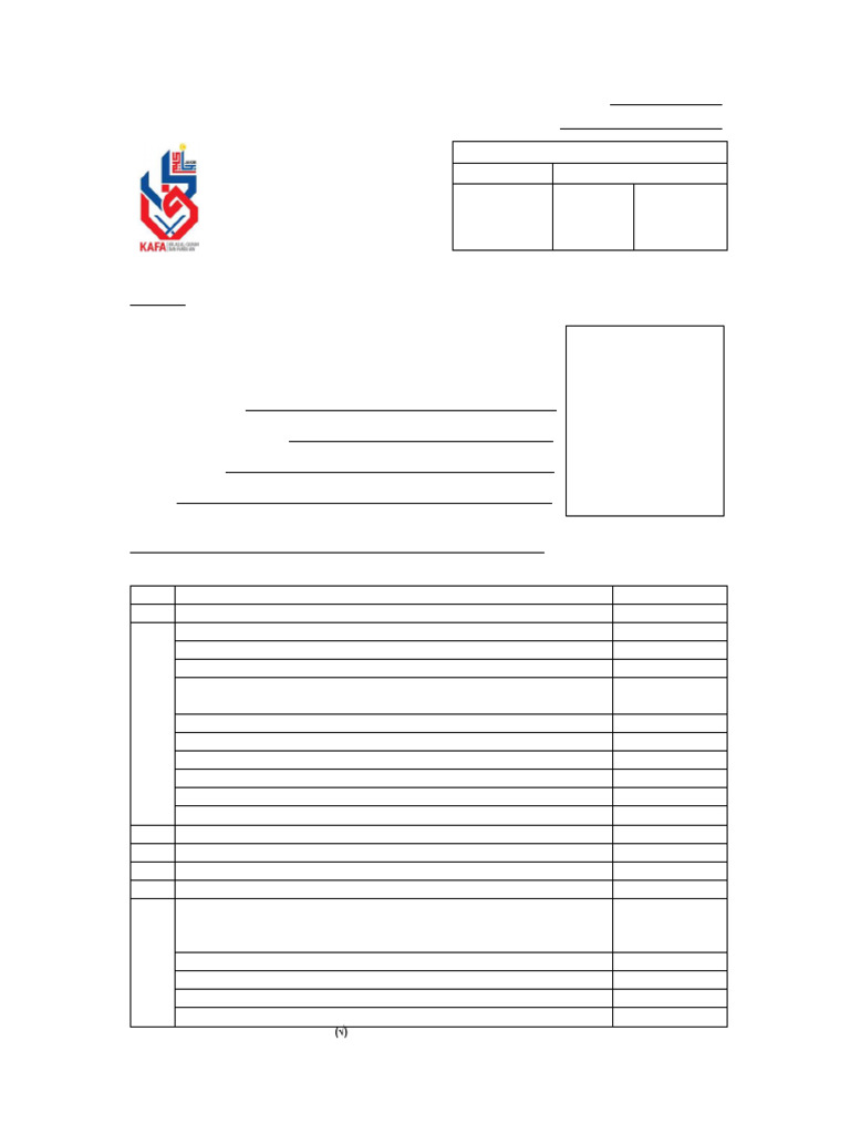 Borang Guru KAFA Kosong | PDF