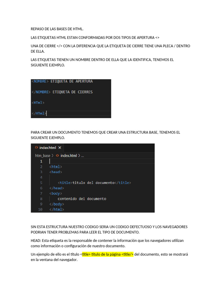 Repaso de Las Bases de HTML | PDF