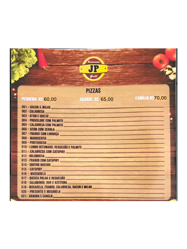 Cardápio - JP GRILL | PDF