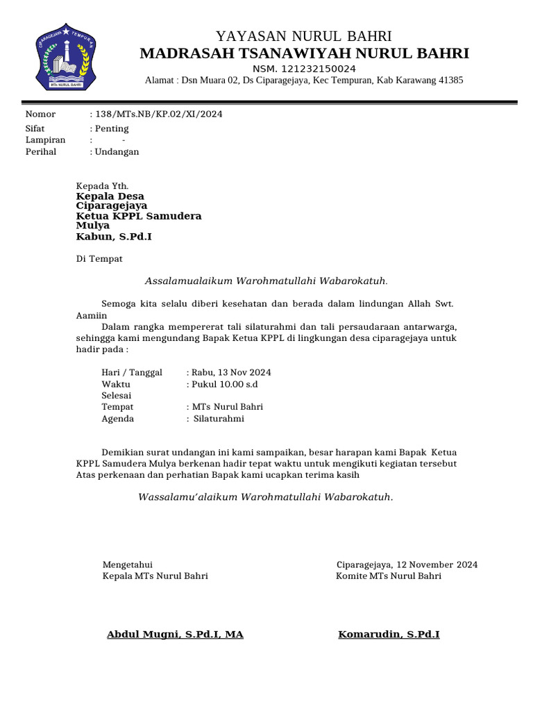 Format Undangan Rapat | PDF