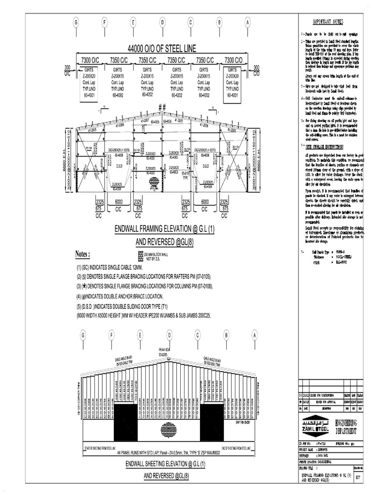 e07-e07-Rev00-End Wall Elevations @GL (1) and Reversed @GL | PDF