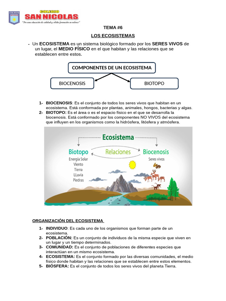 Componentes y equilibrio de ecosistemas | PDF