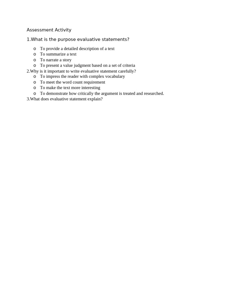 Assessment Activity | PDF