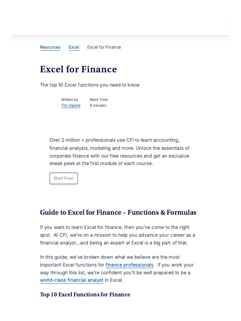 Essential Excel Functions for Finance | PDF | Interest | Internal Rate ...