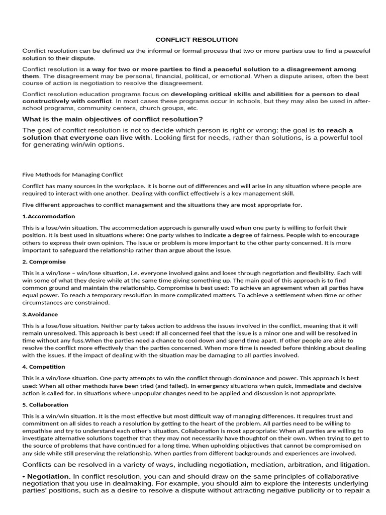 Conflict Resolution | PDF | Conflict Resolution | Mediation