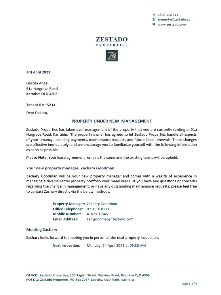 New Property Management Notification | PDF | Lease