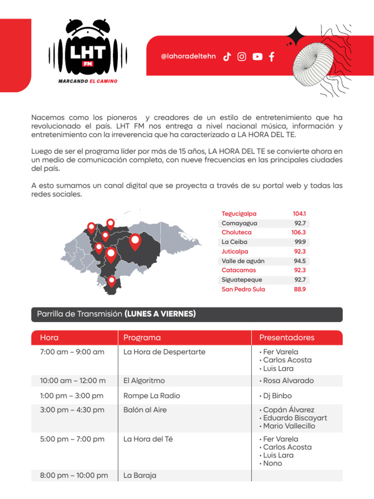 Tarifario LHT FM 2025 | PDF | Facebook | Youtube