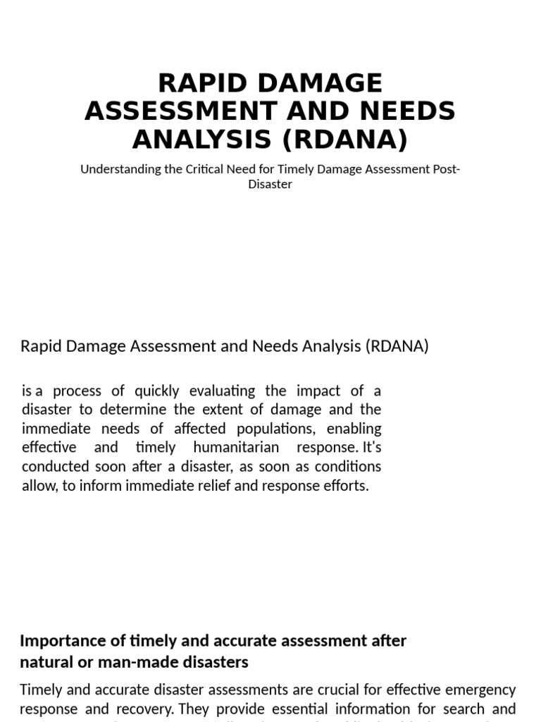 Rapid Damage Assessment and Needs Analysis (Rdana) No Pictures | PDF ...