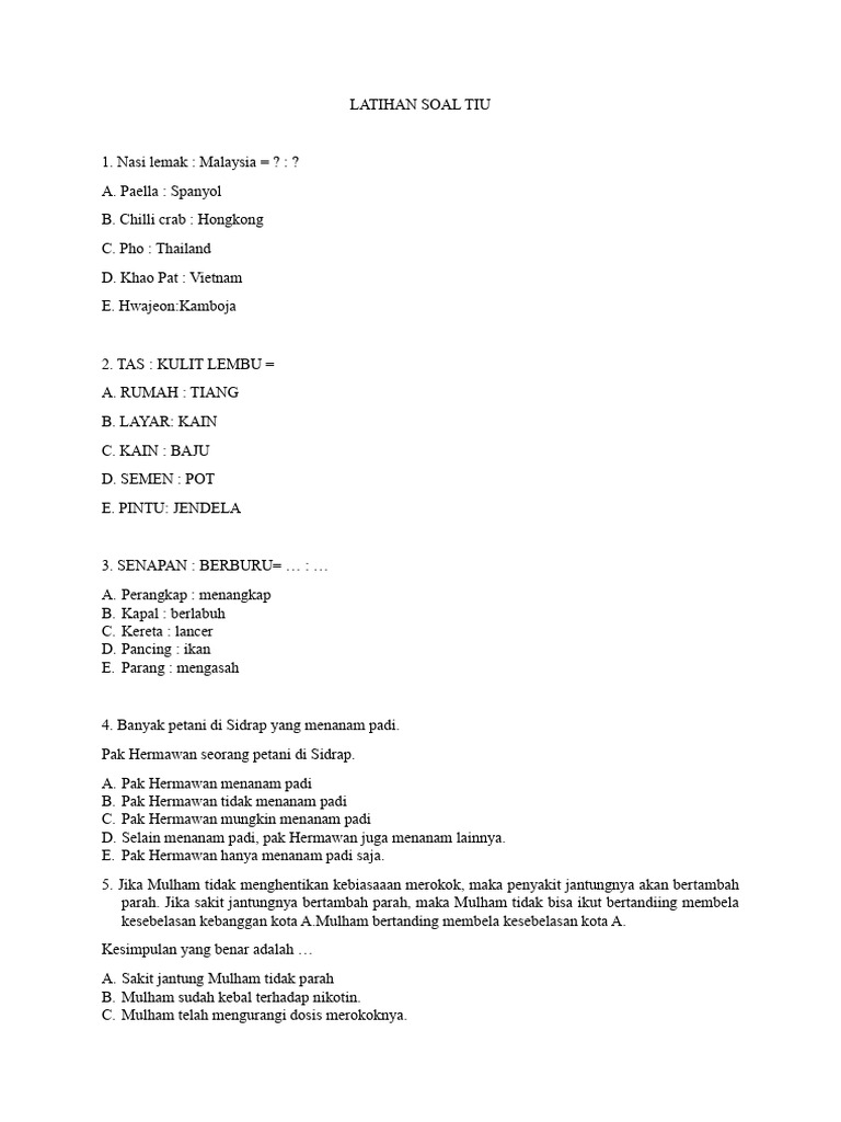 Latihan Soal Tiu 1 | PDF