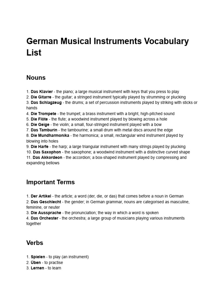 German Musical Instruments Guide | PDF