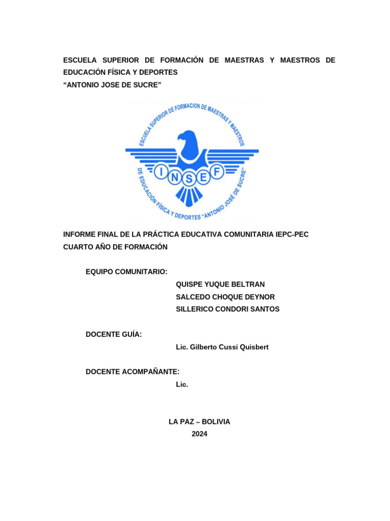 Informe Pec Faro de Murillo | PDF | Maestros | Plan de estudios