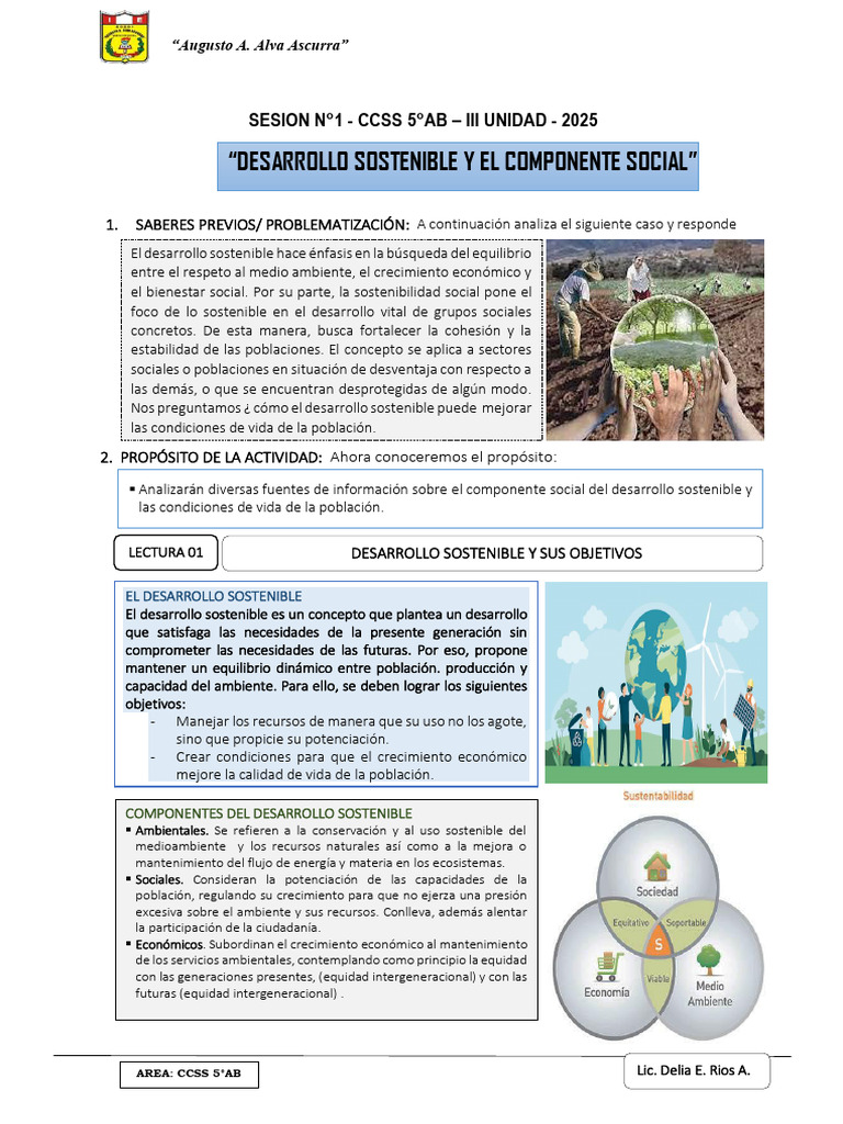 Componente Social del Desarrollo Sostenible | PDF | Sustentabilidad ...