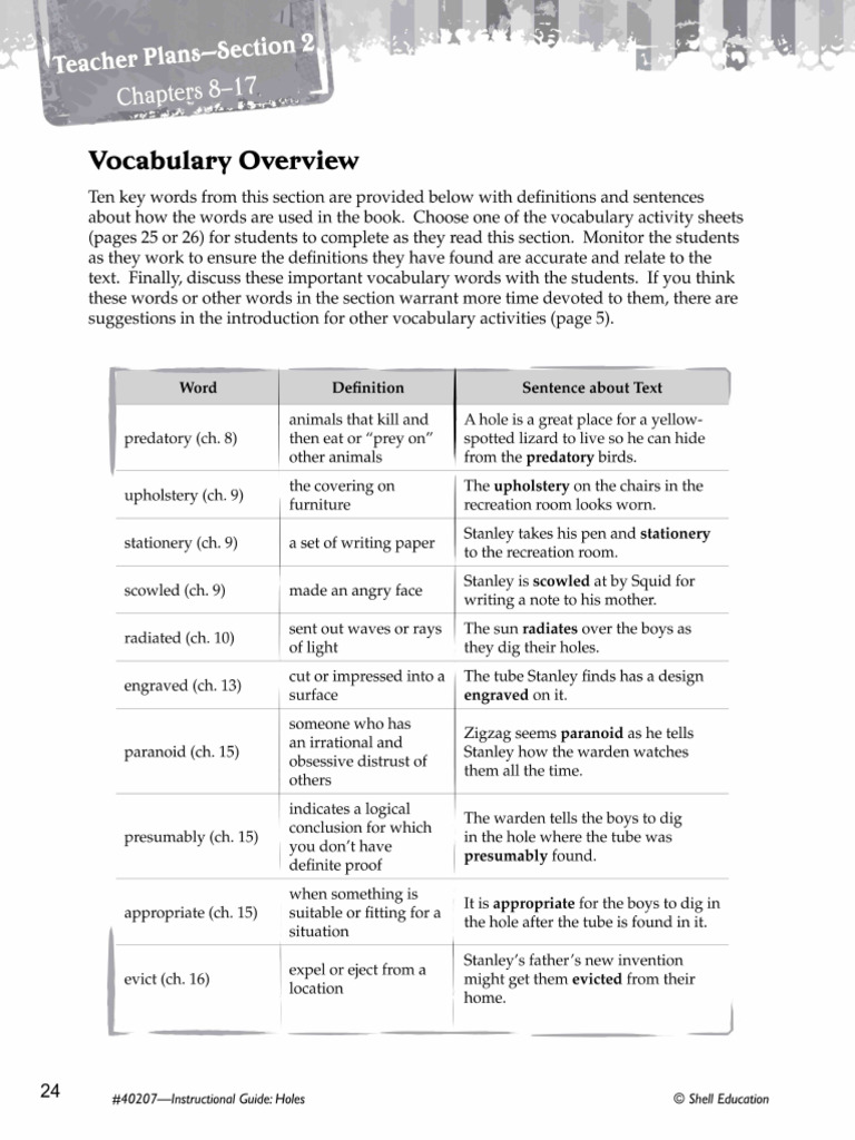 Chapter 8-17 Vocab and Comprehension Questions | PDF