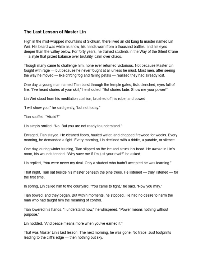 The Last Lesson of Master Lin | PDF