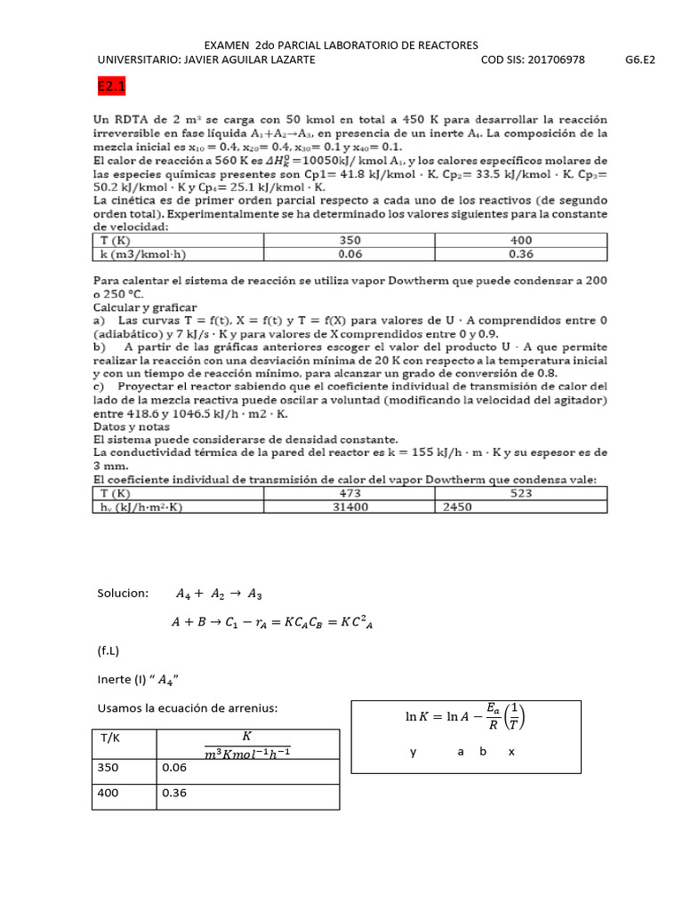 2do Parcial Labo de Reactores Sol | PDF