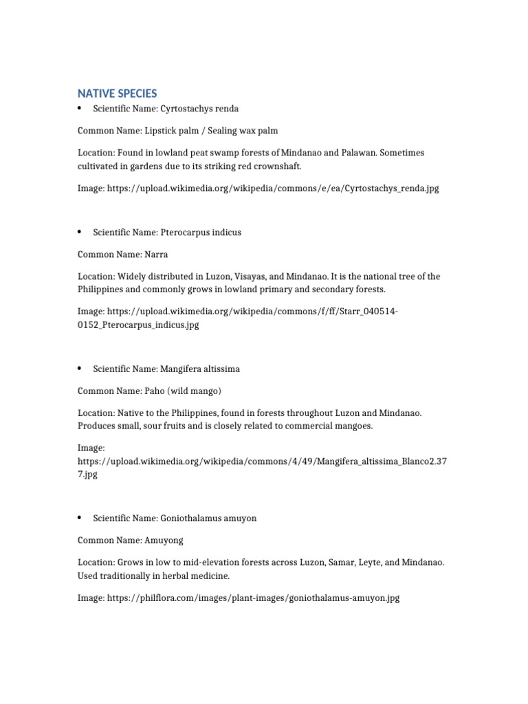 Philippine Native Species | PDF